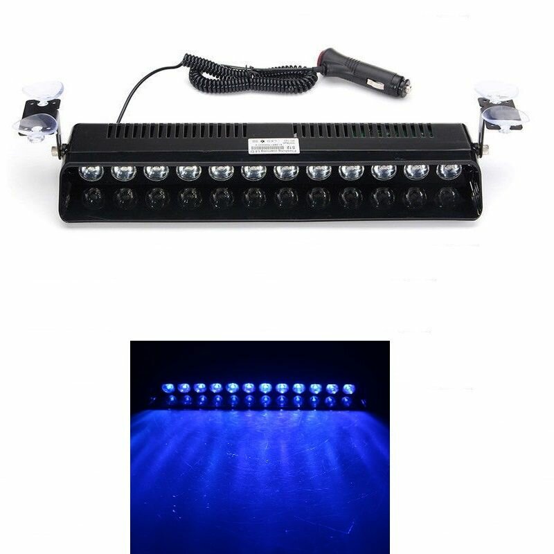 12 светодиодов Автомобильный стробоскоп с присоской, синий цвет 320cm*100cm*30cm