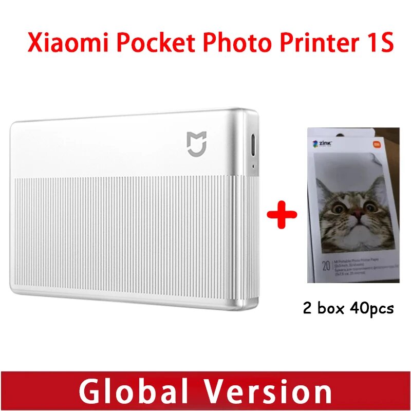Глобальная версия Карманный портативный фотопринтер Xiaomi 1S Беспроводной Bluetooth 5.2 Термопринт ZINK Бесчернильная технология Приложение Xiaomi
