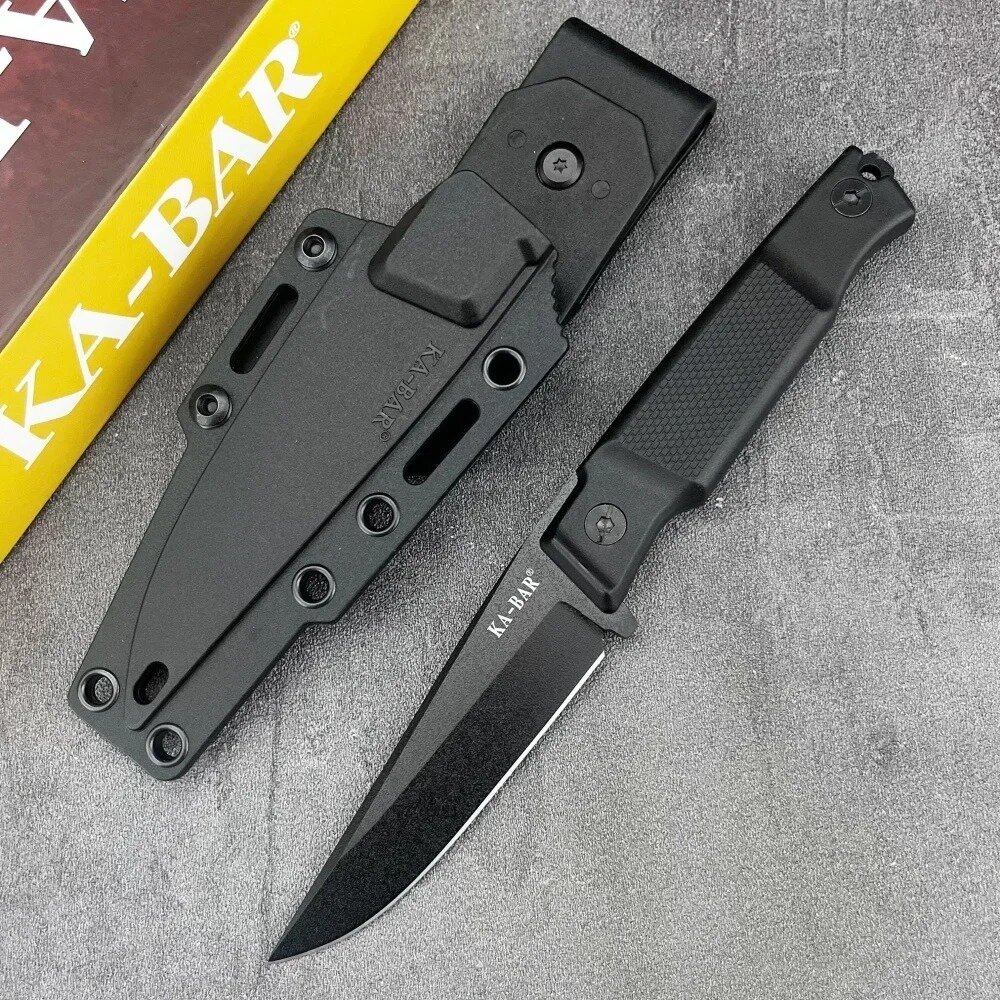 KA-BAR2485 Outdoor Fixed Blade Knife High Hardness Sharp Camping Hunting Knife Portable EDC Tactical Survival Knife with Sheath