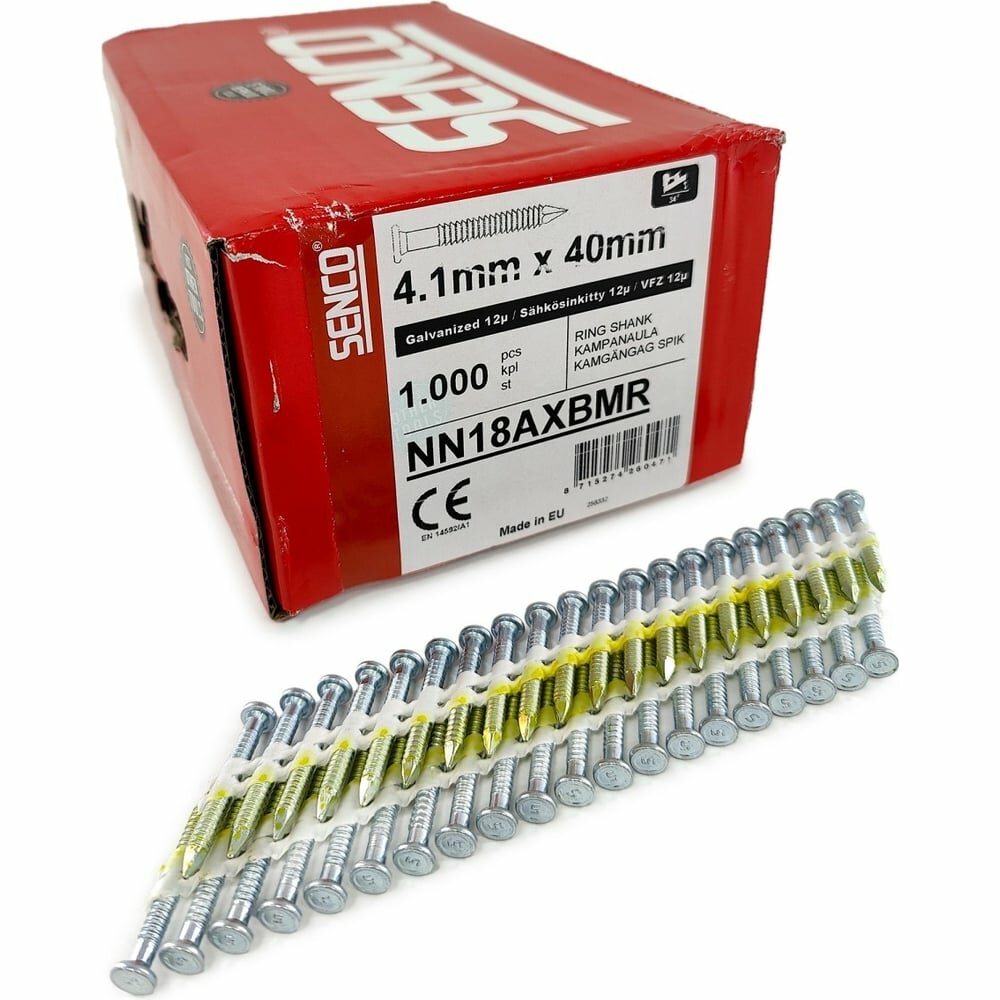 Оцинкованные реечные анкерные гвозди Senco R34 4.1x40 1000 шт