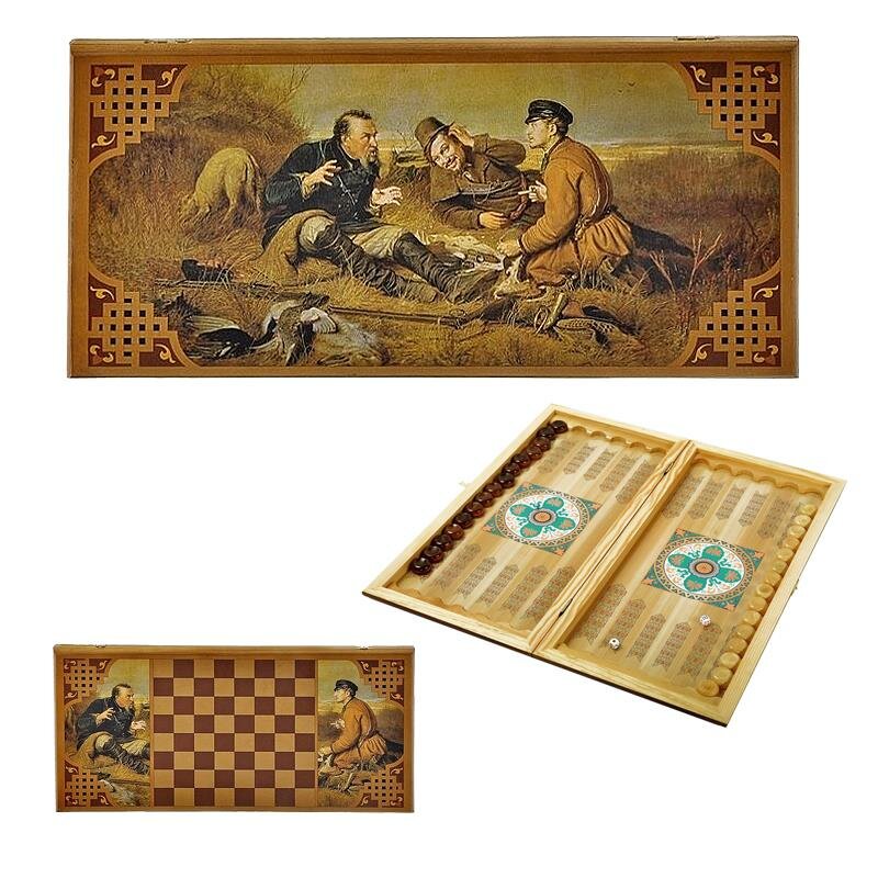 Подарочные нарды и шашки Охотники на привале