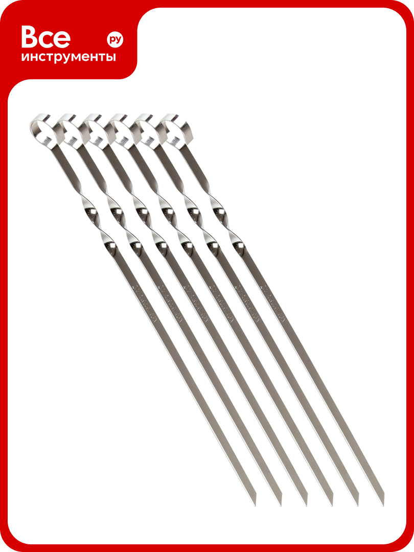 Набор плоских шампуров Пикничок, толщ 1.5мм, 60см ширина 1см, 6 штук в блистере 401-600