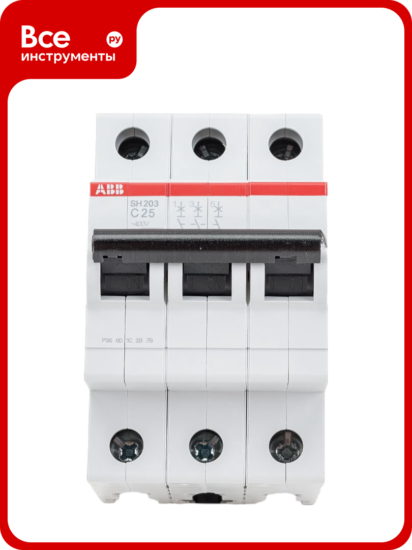 Автоматический трехполюсный выключатель ABB c 25а 6ка sh203 2CDS213001R0254, 25 а