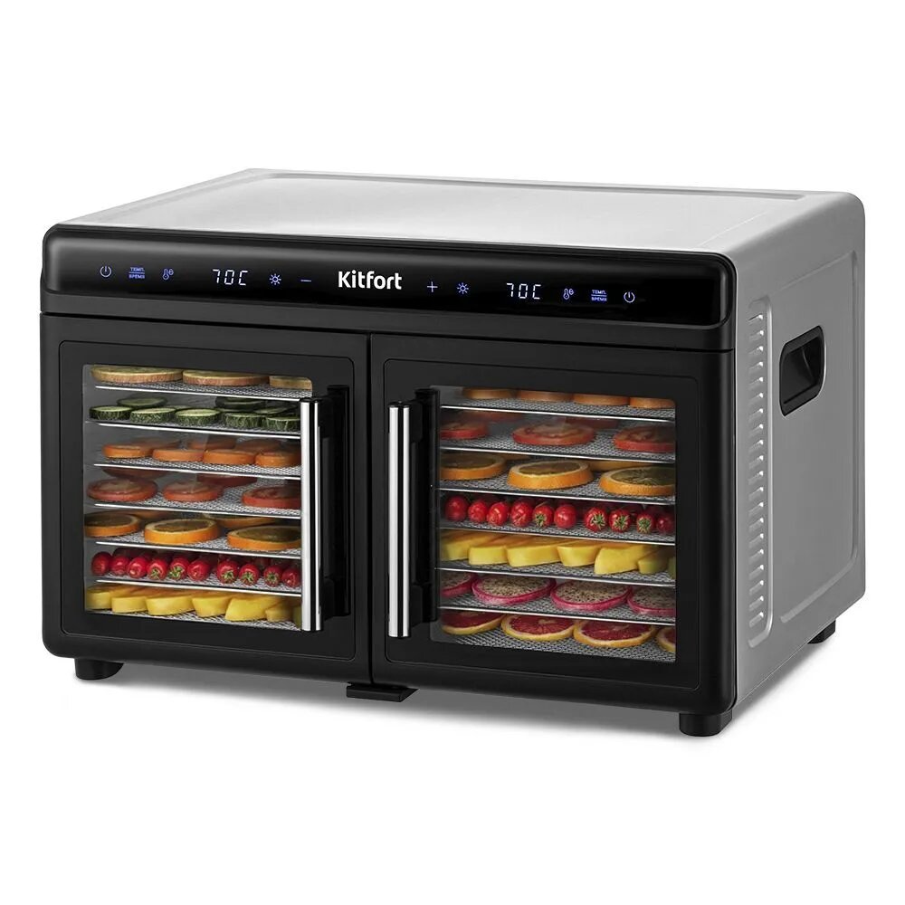 Сушилка для овощей и фруктов Kitfort КТ-4962, серебристый/черный