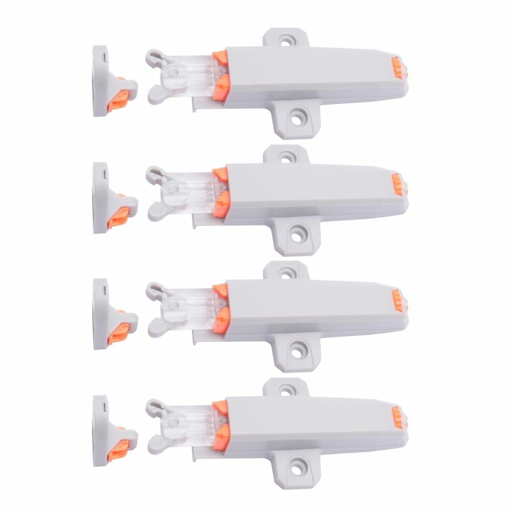 Аппаратные средства+Упаковка из 4 штук, самоблокирующийся фиксатор для дверцы шкафа- серый