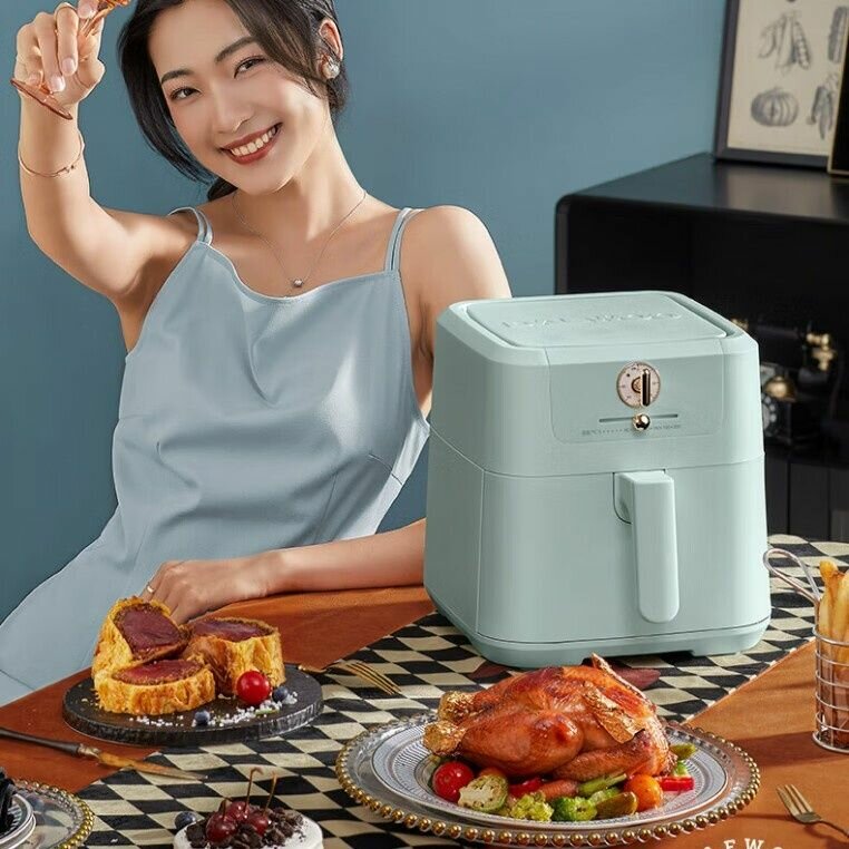 DAEWOO K11 аэрогриль, большая емкость 5 л, домашнее использование, многофункциональная, без дыма, высокая мощность, синяя