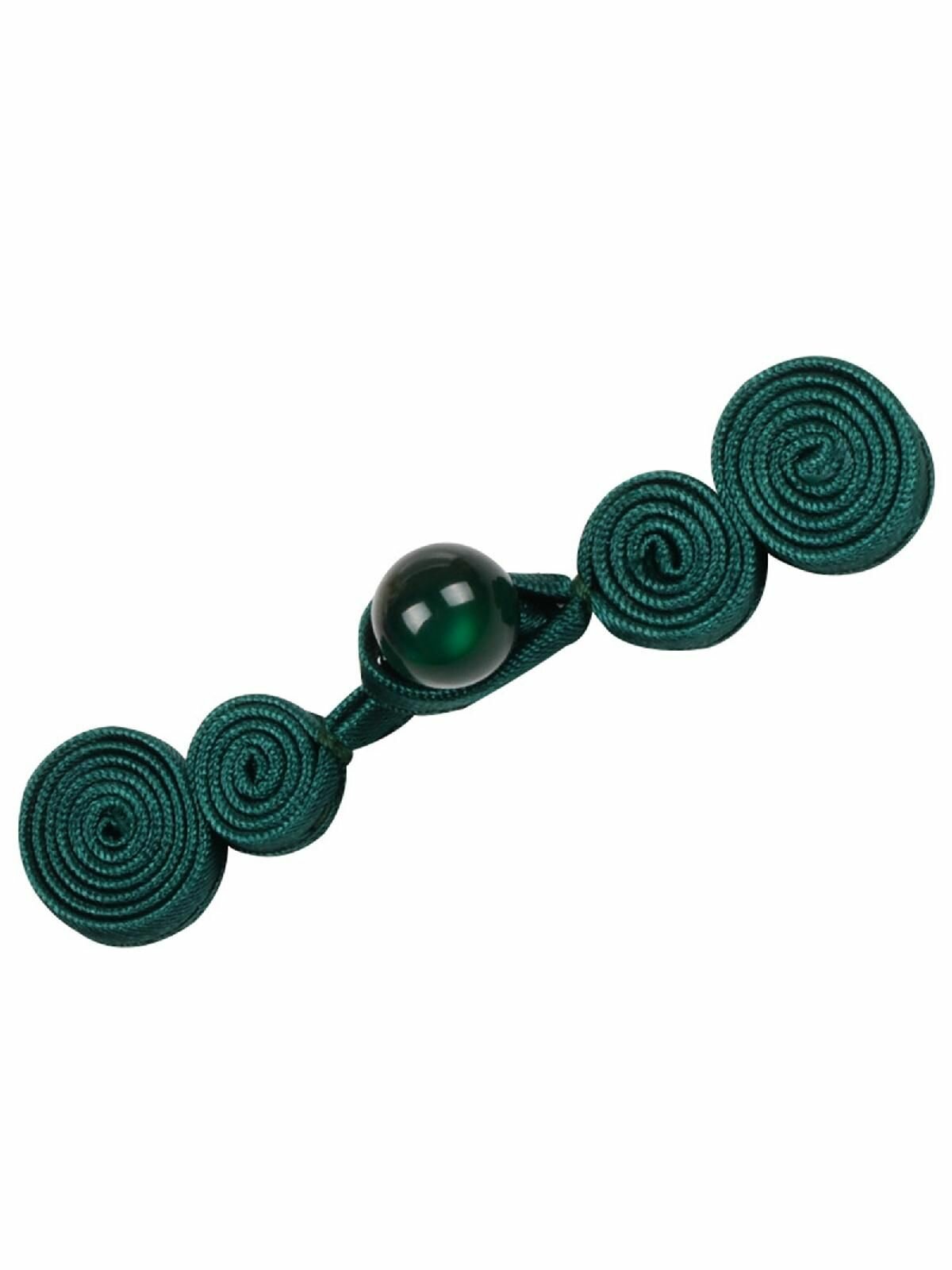 Китайская пуговица "Лягушка" с бусиной под нефрит для ципао и тансу