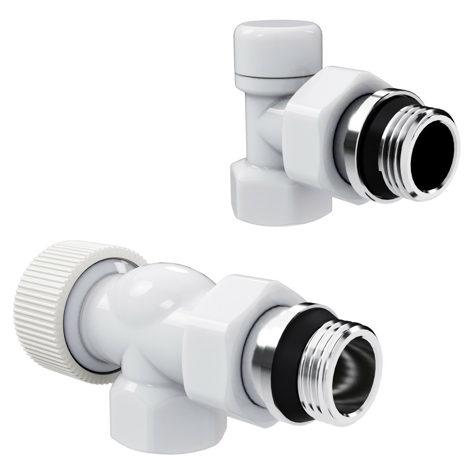 Краны для радиатора отопления 1/2 осевой Royal Thermo Design М30х1,5 белые Термостатический комплект для батареи