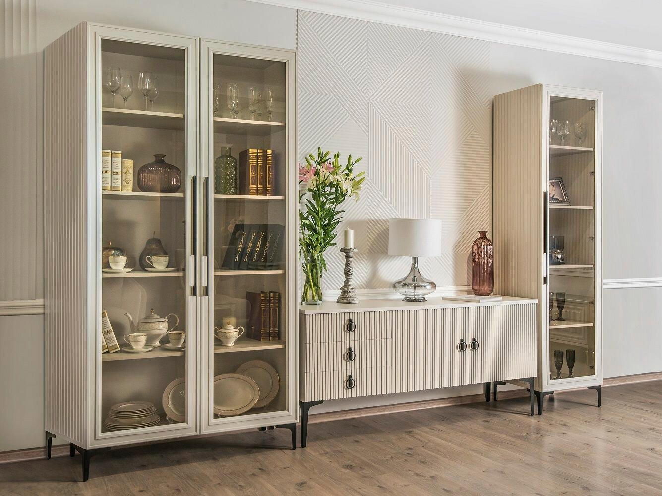 Гостиная Эра "Alba Стелла", лофт, 1+ТВ+2, светло-серый камень