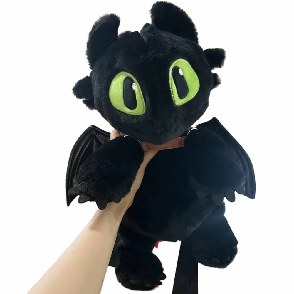 Милый плюшевый рюкзак с изображением черного дракона из мультфильма