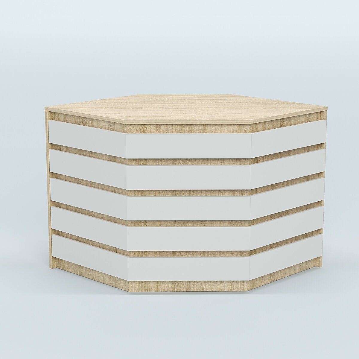 Стол-ресепшен серии прайм №3А угловой, Дуб Сонома + Белый