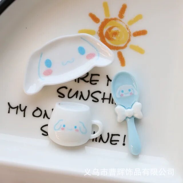 Новый Kawaii Sanrio Hello Kitty Kuromi кукольный домик миниатюрная милая обеденная тарелка ложка чашка украшения кукольный домик мини-аксессуары Y2K