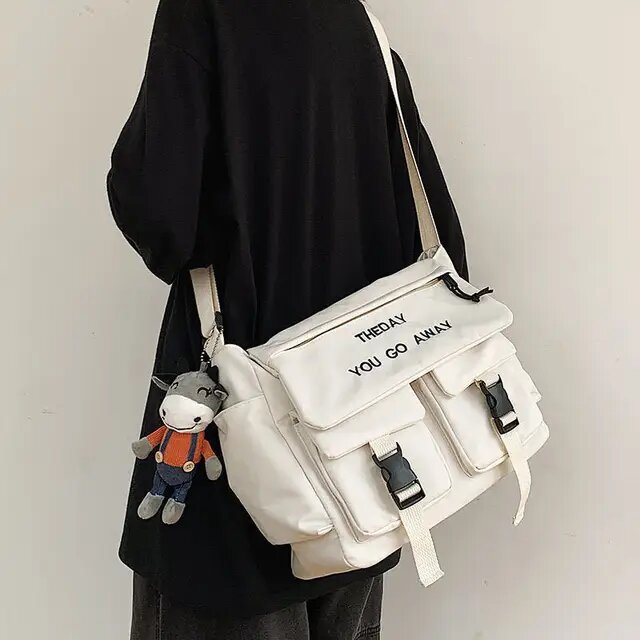 Сумка через плечо в японском стиле Techwear Hip Hop, мужская и женская, большая вместимость, повседневная сумка-мессенджер на одно плечо, школьная сумка