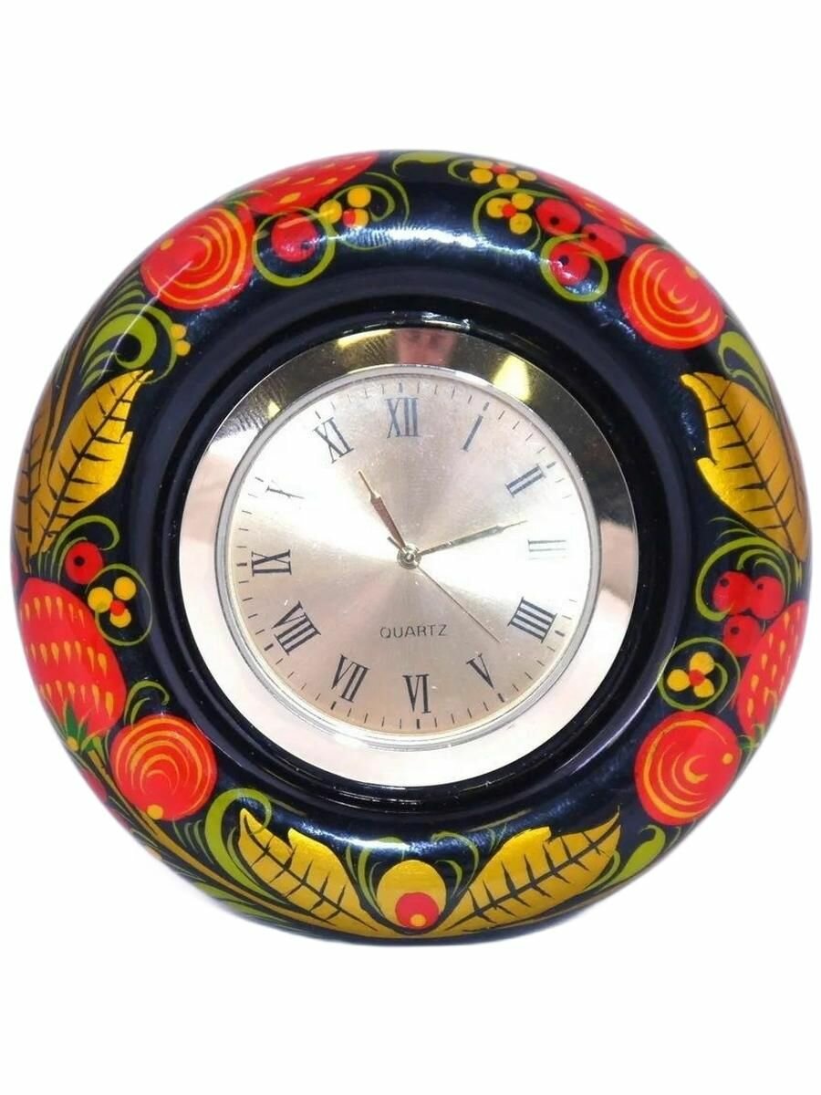 Часы настольные №2, Хохломская роспись(Хохлома), ручная авторская работа
