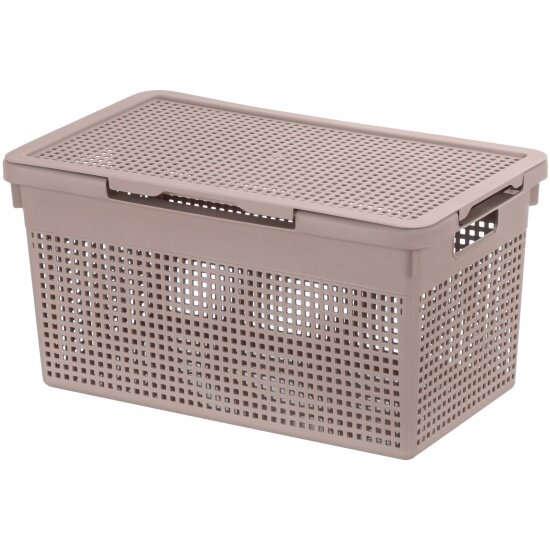 Корзина для хранения EL Casa "Лофт" 21 л, 45,5х26,5х23,5 см, с крышкой, узкая, мокка (812154)