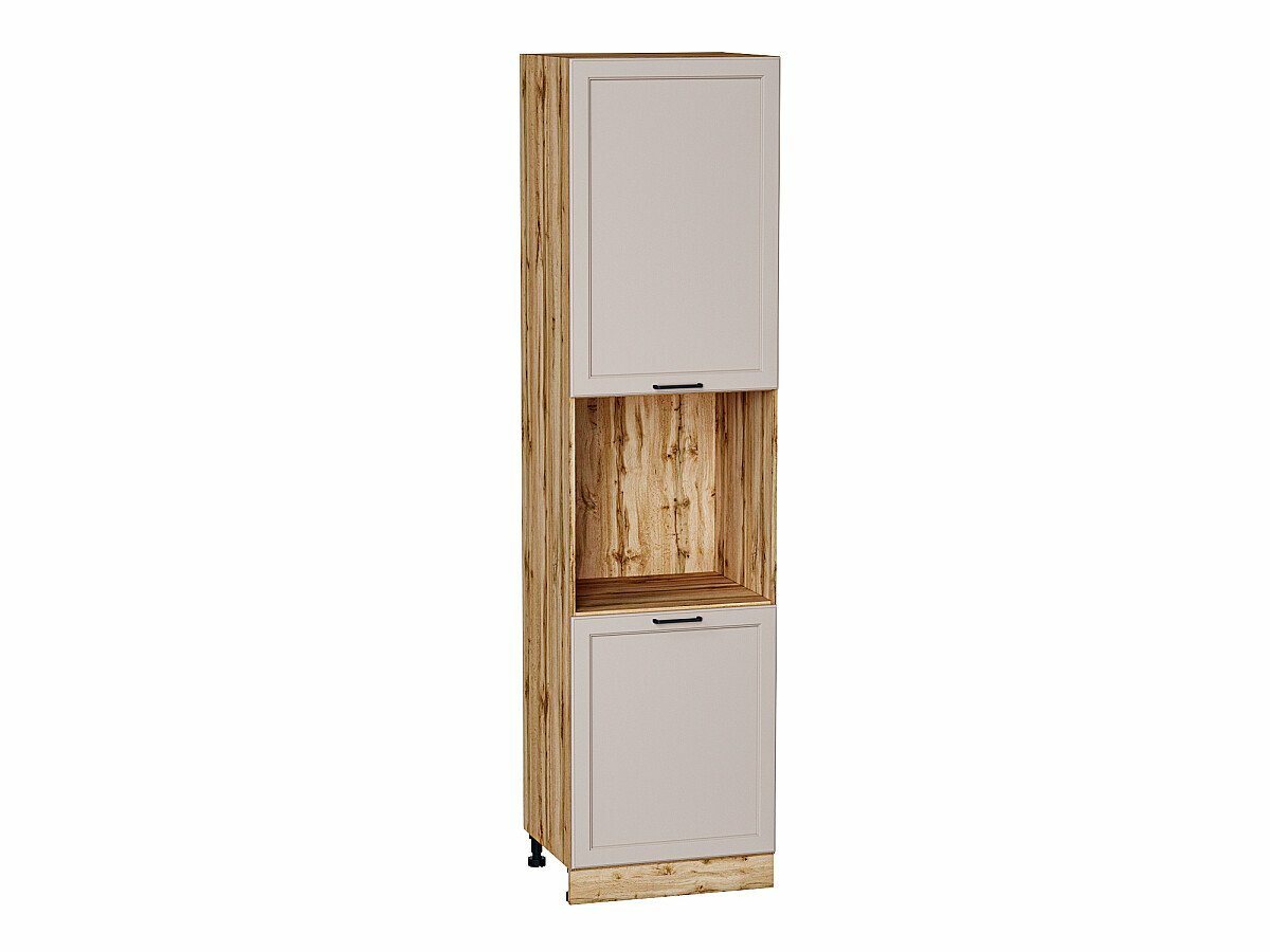 Шкаф пенал с 2-мя дверцами под технику Барселона, цвет фасада Кашемир, цвет каркаса Дуб Вотан, 2336*600*580 мм