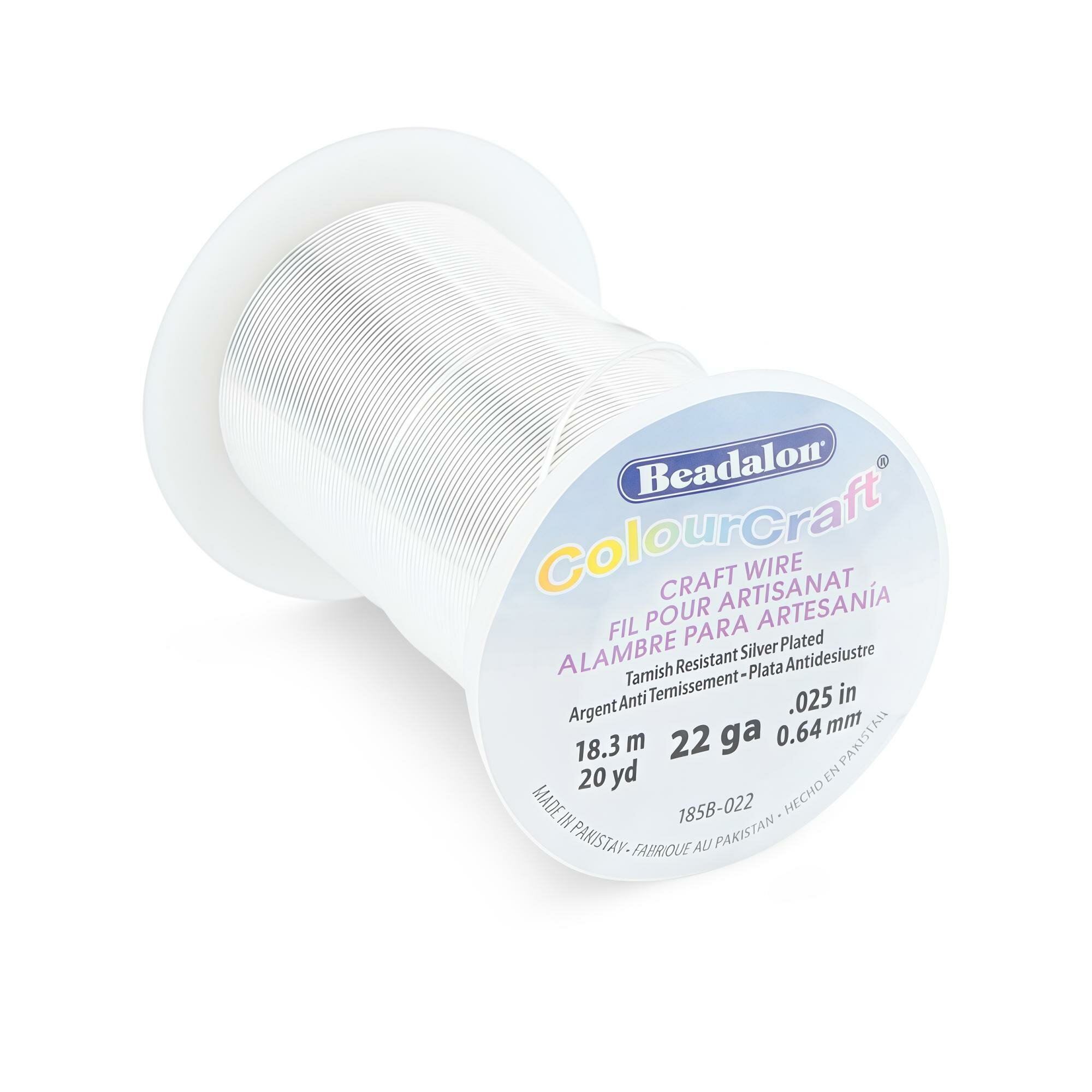 Проволока гибкая, 0.644мм, Beadalon ColourCraft, не темнеющая, посеребренная, катушка, 18.3 метра