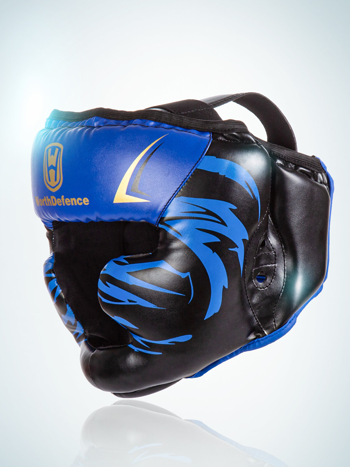 Шлем боксерский, закрытый, для единоборств, регулируемый, цвет черно-синий