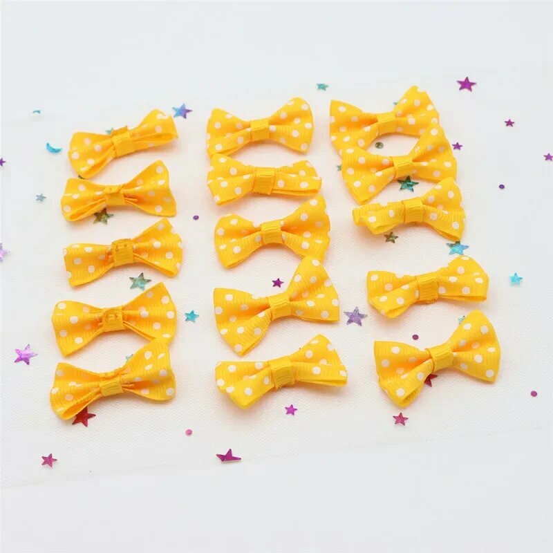 Льняные мини бантики для декора 50/100 шт Желтый, gold, 50pcs