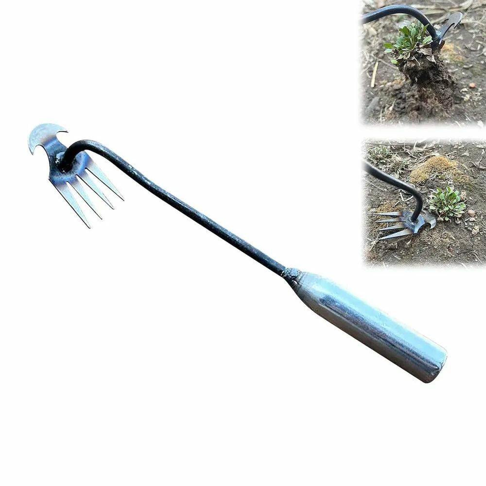 Мотыга-пропалыватель из толстой марганцовистой стали с 4 зубьями Приспособление для прополки кирпичных швов, инструмент для выщипывания и прополки сорняков, нож для чистки и скашивания 1шт