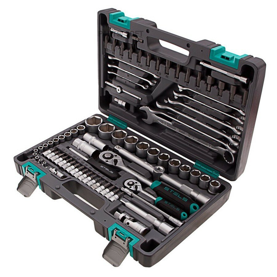 Набор инструментов, 1/2, 1/4, CrV, пластиковый кейс 82 предм. STELS 14105 от официального дистрибьютора, STELS, артикул 14105