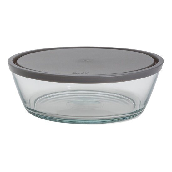 Контейнер Anna Lafarg Basis 2 л, круглый, стекло/пластик, серый (ANLAF-VEG296)