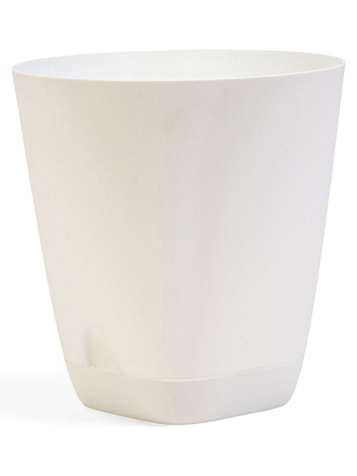Горшок для цветов «Гранд», 2 л, d=14.5 см, h=15 см, пластиковый, с прикорневым поливом, белый