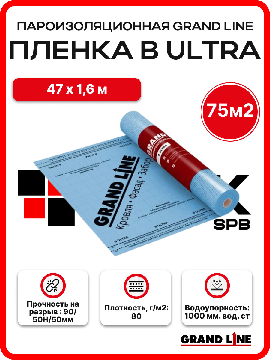 Пленка пароизоляционная Grand Line B Ultra (75м2)