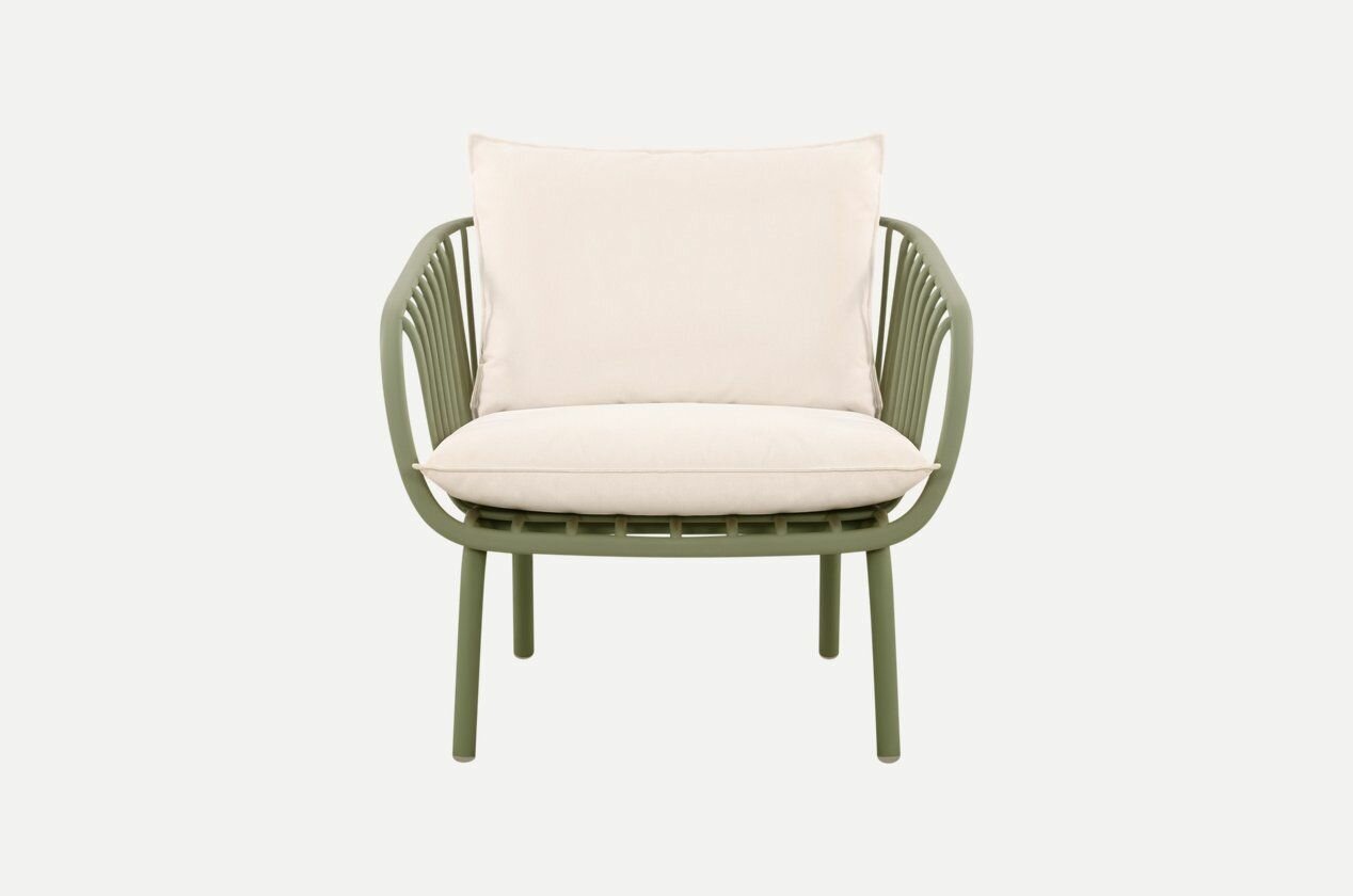 Кресло в гостиную мягкое Divan.ru Франс Olive, зеленое, рогожка, с подлокотниками