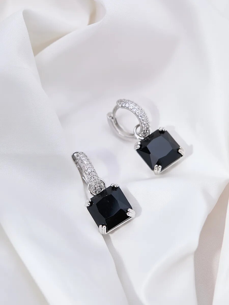 Серьги конго, фианит, кристалл, циркон