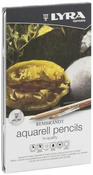 LYRA REMBRANDT AQUARELL карандаши акварельные художественные, подарочный набор 12 цветов в металлическом пенале