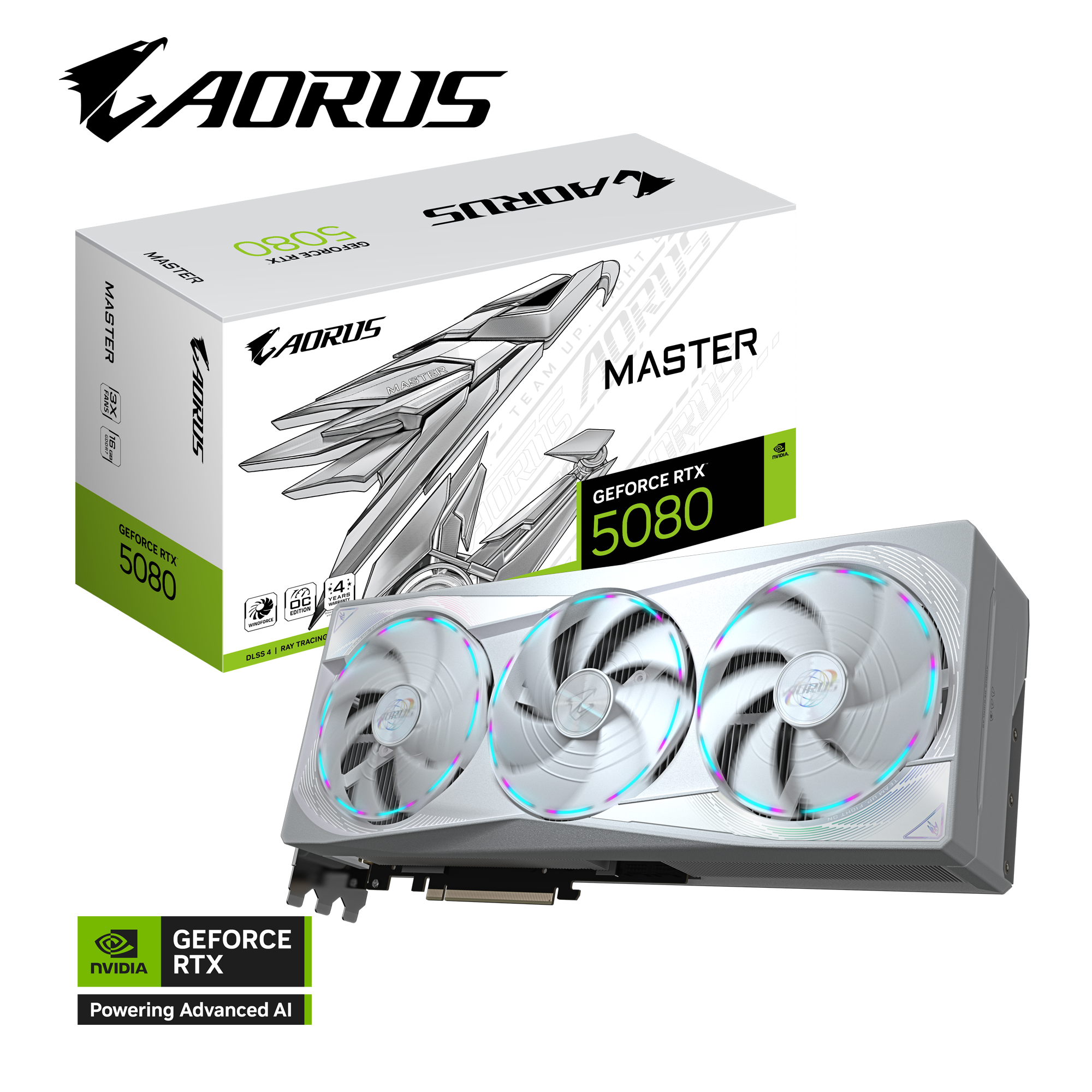 Видеокарта GIGABYTE GeForce RTX 5080 AORUS MASTER ICE 16GB (GV-N5080AORUSM ICE-16GD)