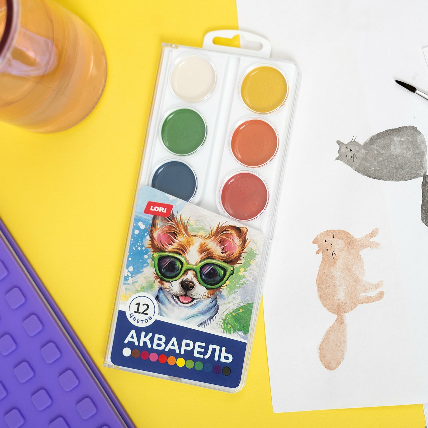 Акварель Лето LORI "NewRomance", медовая, 12 цветов, глянцевая, матовая, 90 г
