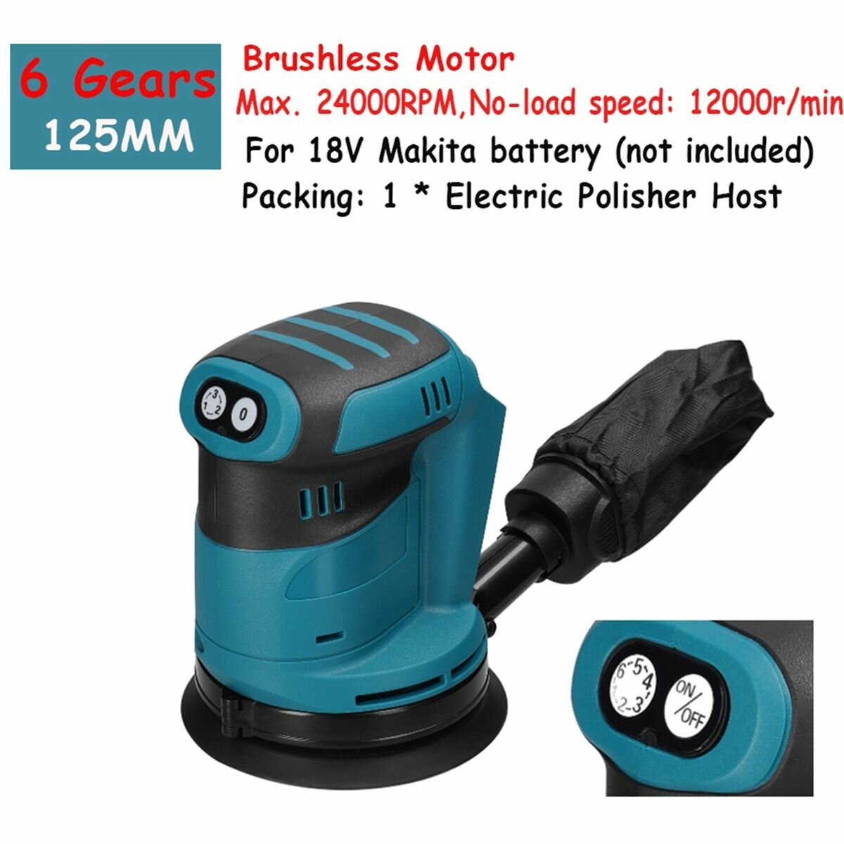 Бесщеточный двигатель Аккумуляторная орбитальная шлифовальная машина Шлифовальная машина по дереву
