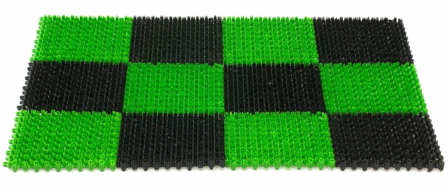 Коврик придверный Sunstep / Санстеп травка универсальный, для помещений и улицы, из полимера, черно-зеленый, 42×56см / товары для дома