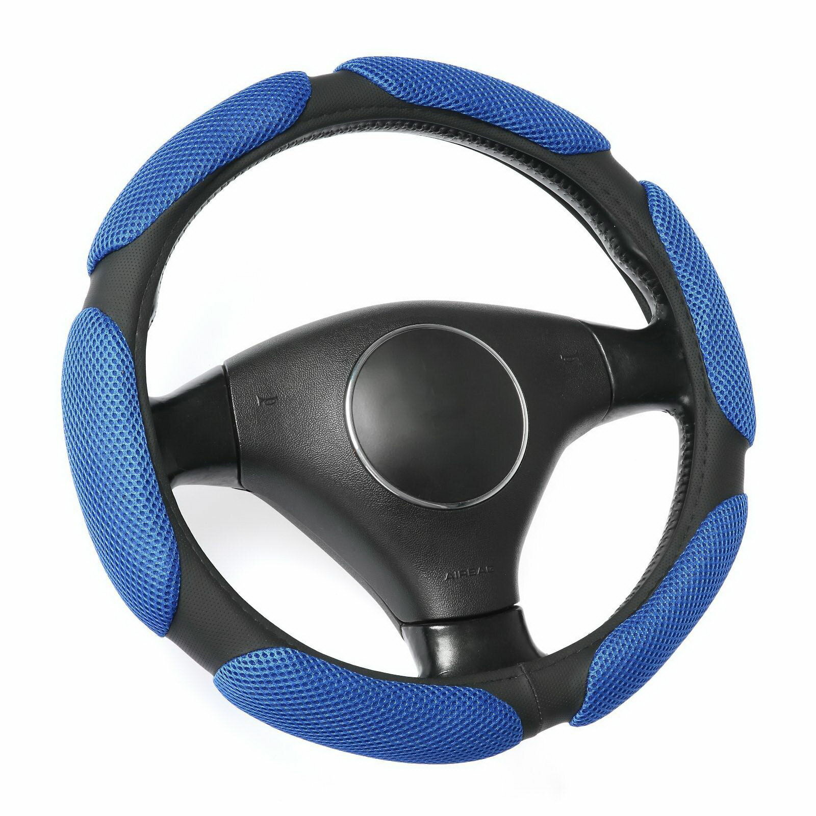 Оплетка на руль анатомическая, размер 38 см, чёрно-синий, цвет: синий