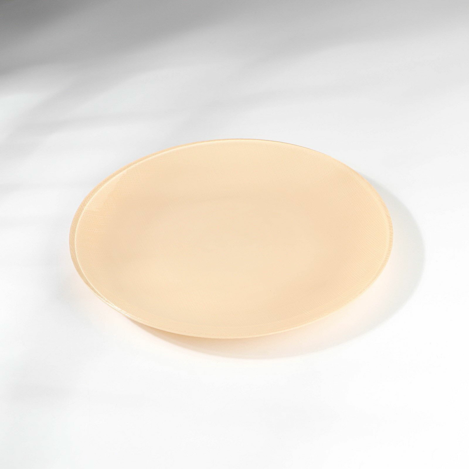 Тарелка "Айвори", d=21 см, стекло, бежевая, тематика: однотонная