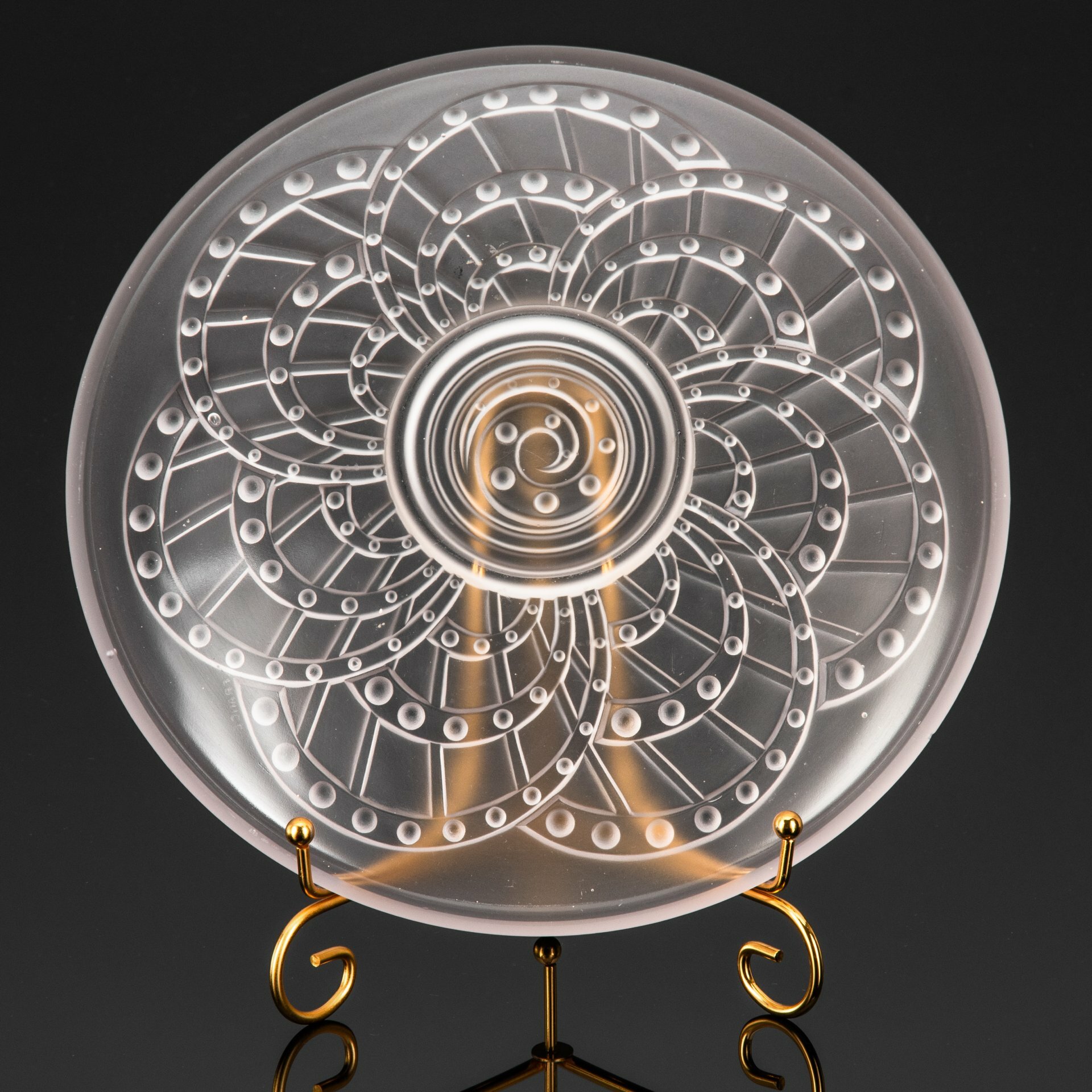 Блюдо "Цветок" в стиле Art Deco, автор Jacques Landier, стекло, пресс, Франция, 1920-1940 гг.