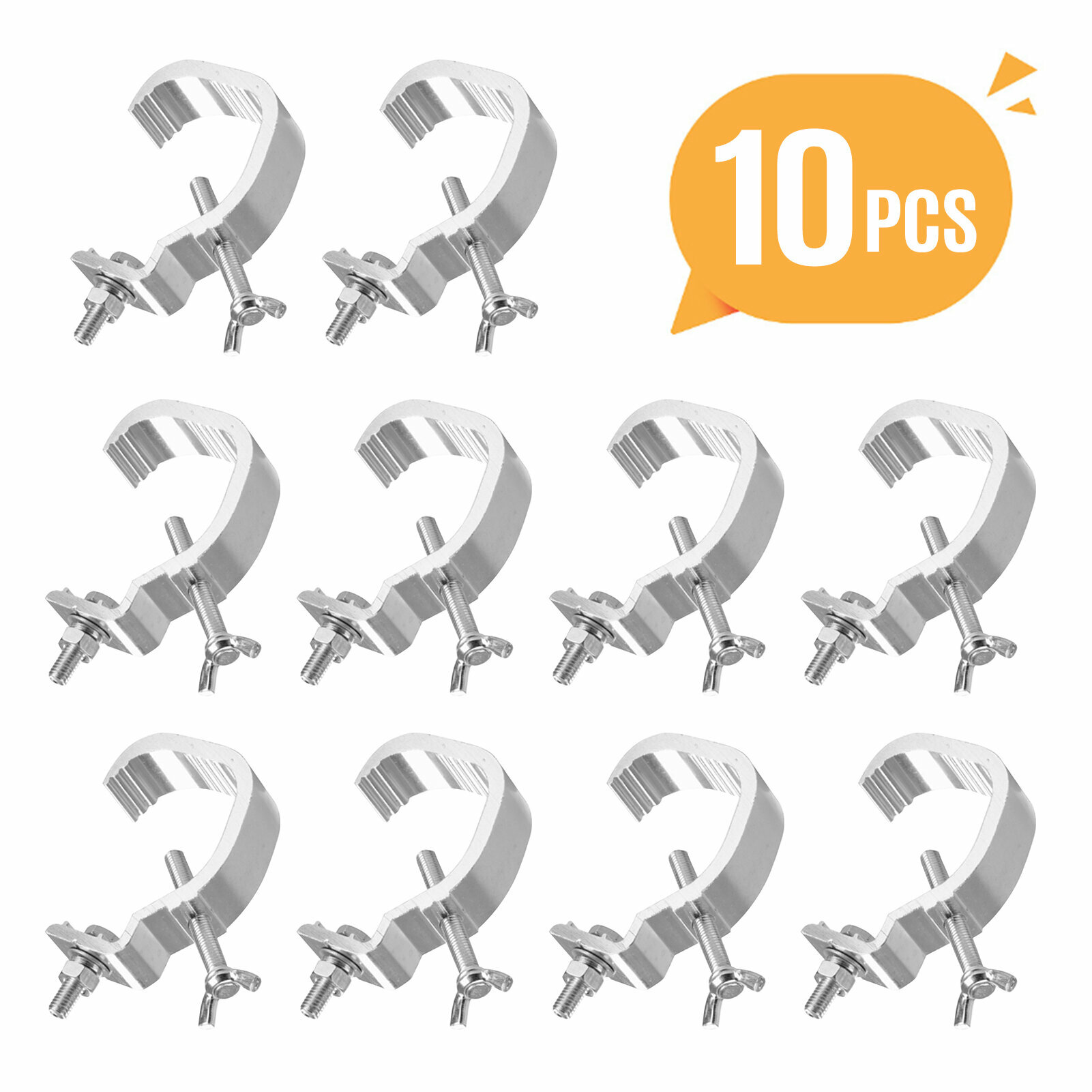 Aoresac 10-штучный алюминиевый световой зажим для сцены, крюки для крепления света, ферменный зажим с грузоподъемностью 44 фунта и регулируемой ручкой.