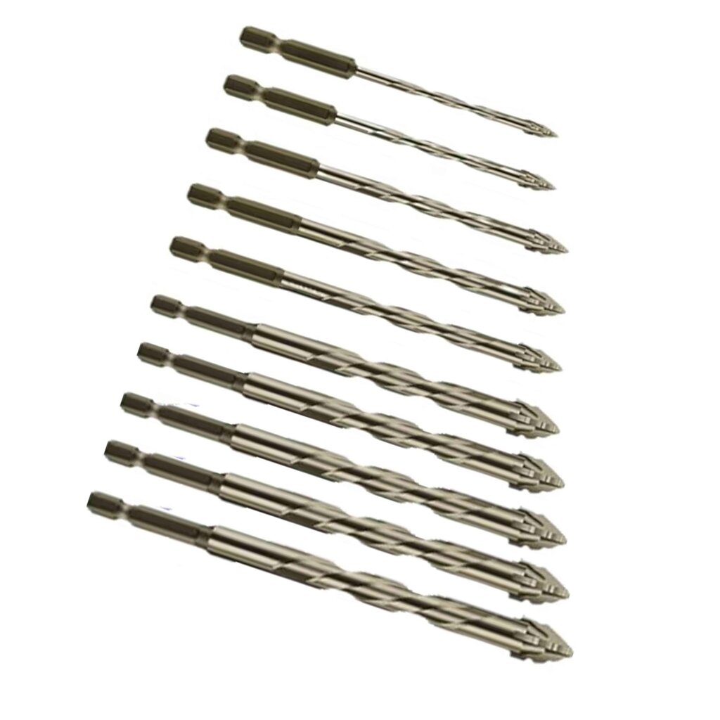 Четырехлопастное зубчатое эксцентриковое сверло для керамической плитки, бетона, стекла, перфоратор для сухого поперечного сверления, набор сверл-10шт