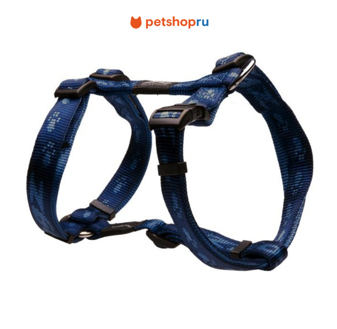 Rogz шлейка для собак "Alpinist", темно-синяя, размер M (32-52см), ширина 1,6см