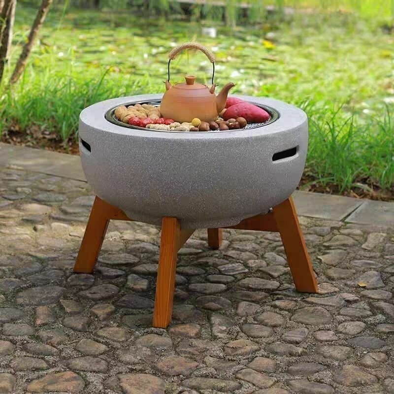 Круглая костровая чаша 60cm, с грилем-LI