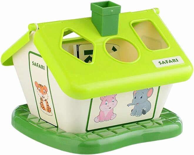 Сортер "Садовый домик Сафари", пластиковая развивающая логическая игрушка для малышей, по методике Монтессори, цвет зелёный