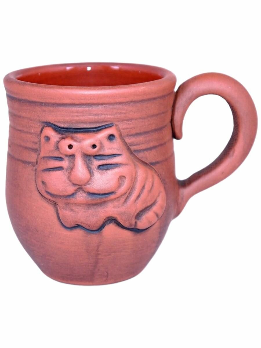 Кружка 0,35 л. "Тигр" + глазурь, глина, керамика, ручная работа