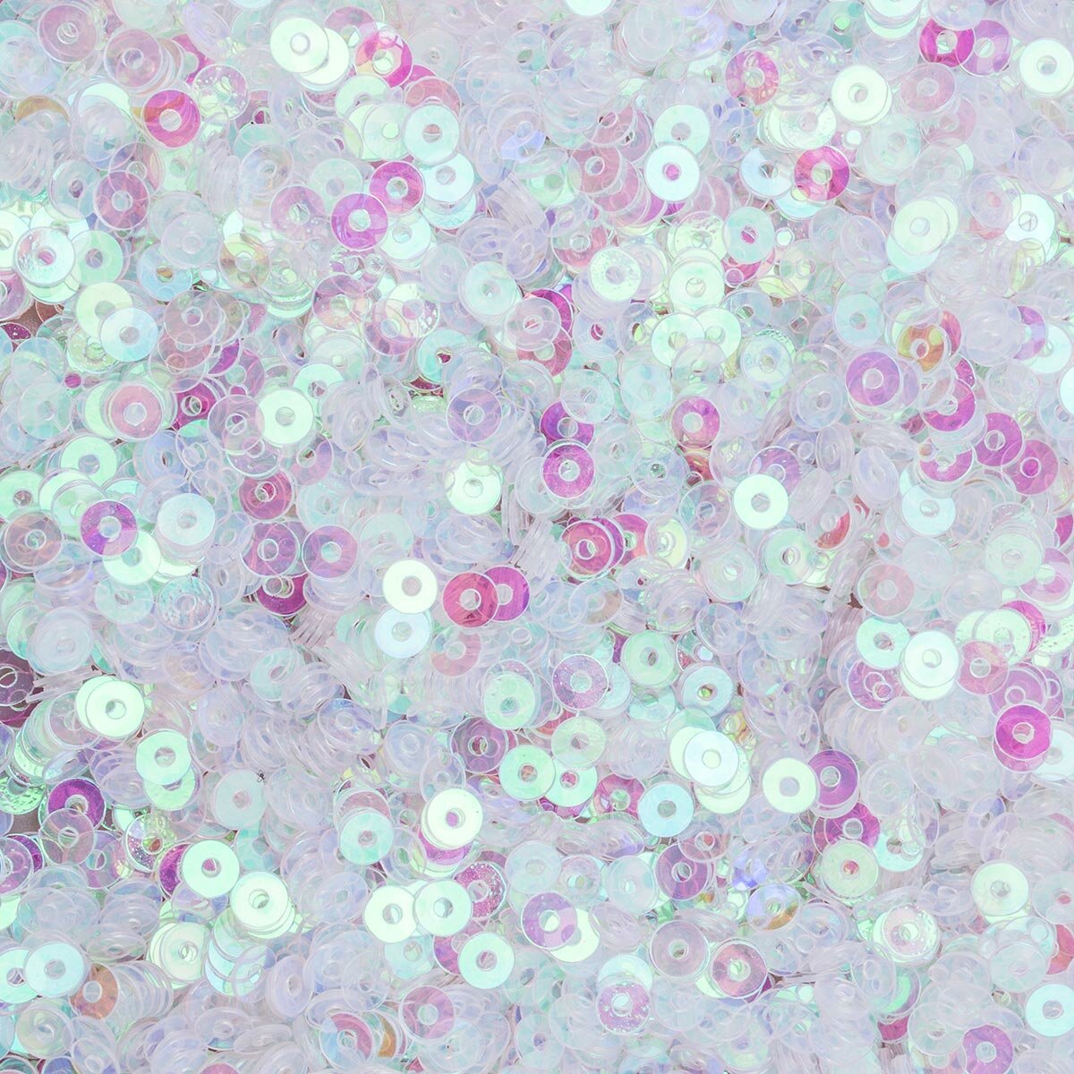 Пайетки для рукоделия пришивные плоские, 3 мм, 10 г*10 упак, Astra&Craft (119 розовый прозрачный с эффектом AB)