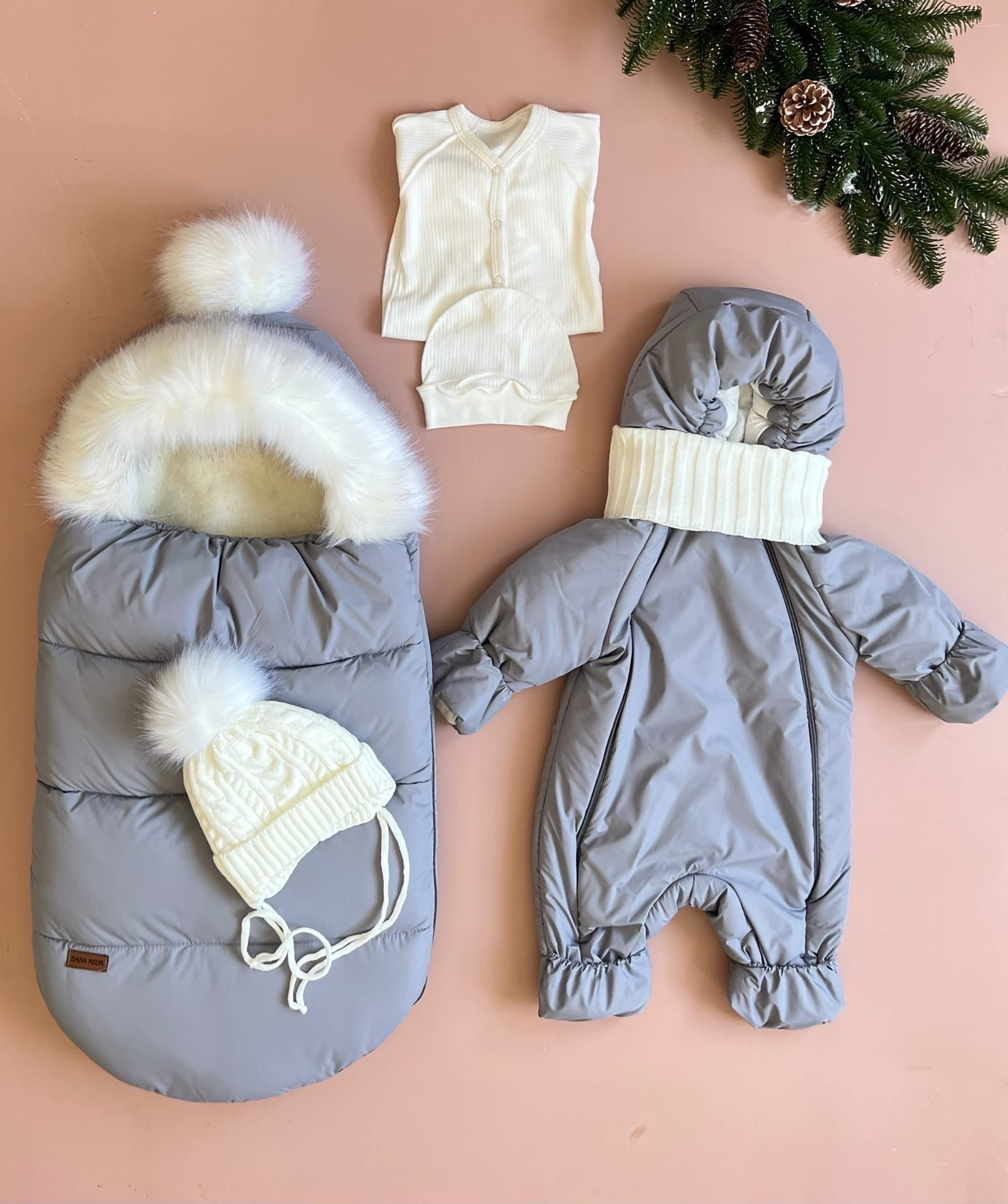 Конверт для новорожденных на выписку в роддом в коляску на прогулку серый