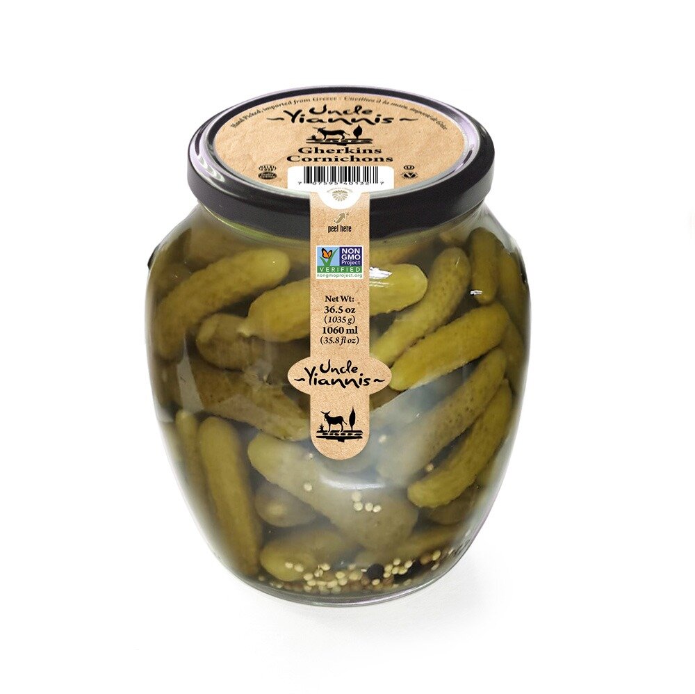 Маринованные корнишоны NESTOS, Греция, в стеклянной банке, 1035 г