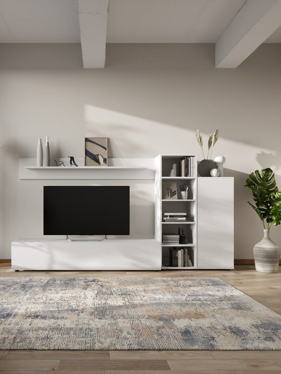 Стенка в гостиную, стенка для гостиной Амазон, Белый, 240х127х40 см (ШхВхГ)