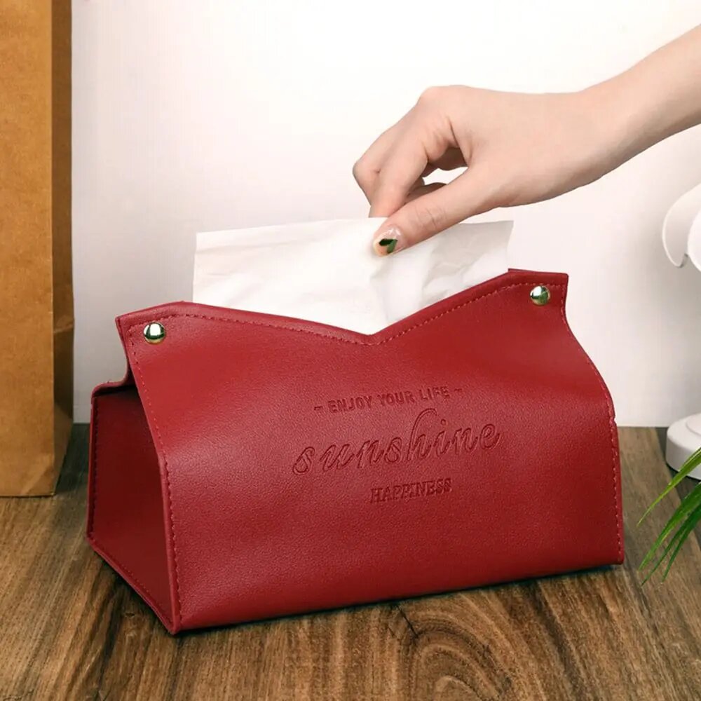 Кожаный диспенсер для салфеток Бордовый, wine red
