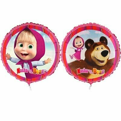 Воздушный шар фольгированный GRABO круглый, с рисунком, 18", Маша и Медведь
